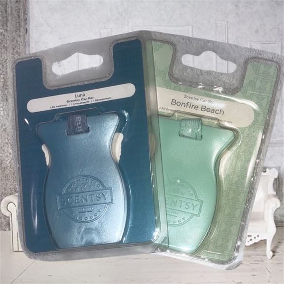 Scentsy | Accents | Scentsy Car Bar Luna Blue Bonfire Beach Green Set ...